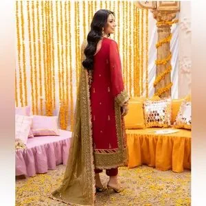 Dresses | Elegant Red And Gold Embroidered Dress | Poshmark